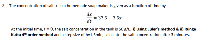 Solved 2. The concentration of salt x in a homemade soap | Chegg.com