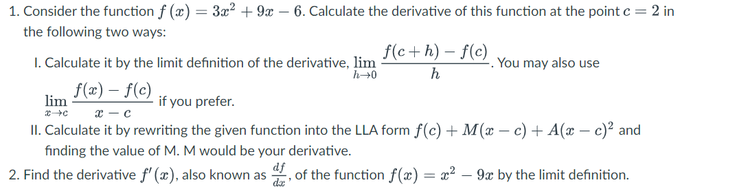 Solved Consider the function f(x)=3x2+9x-6. ﻿Calculate the | Chegg.com