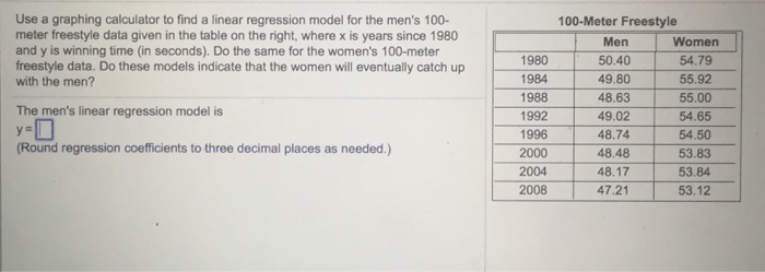 Solved Use a graphing calculator to find a linear regression | Chegg.com