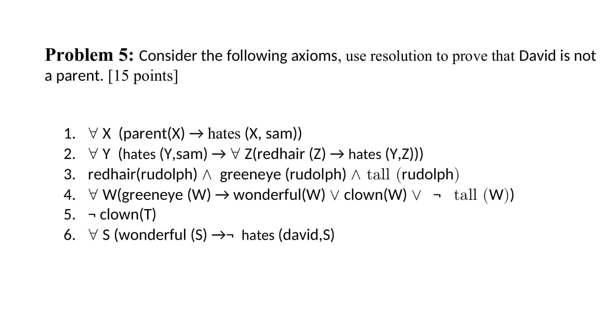Solved Problem 5: Consider the following axioms, use | Chegg.com