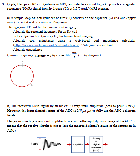 Solved (2 pts) Design an RF coil (antenna in MRI) and | Chegg.com
