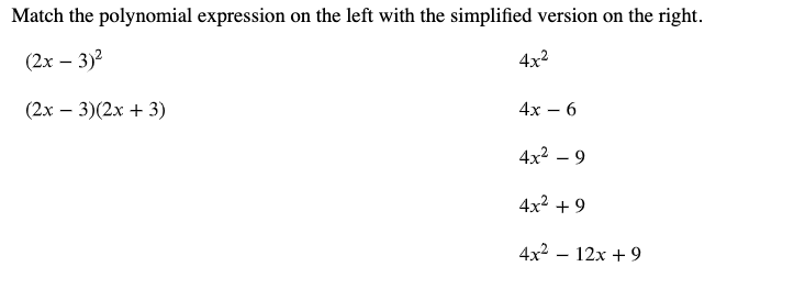 Solved Match the polynomial expression on the left with | Chegg.com