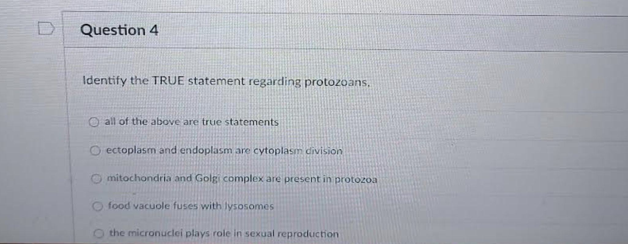 Solved Identify the TRUE statement regarding protozoans, all | Chegg.com