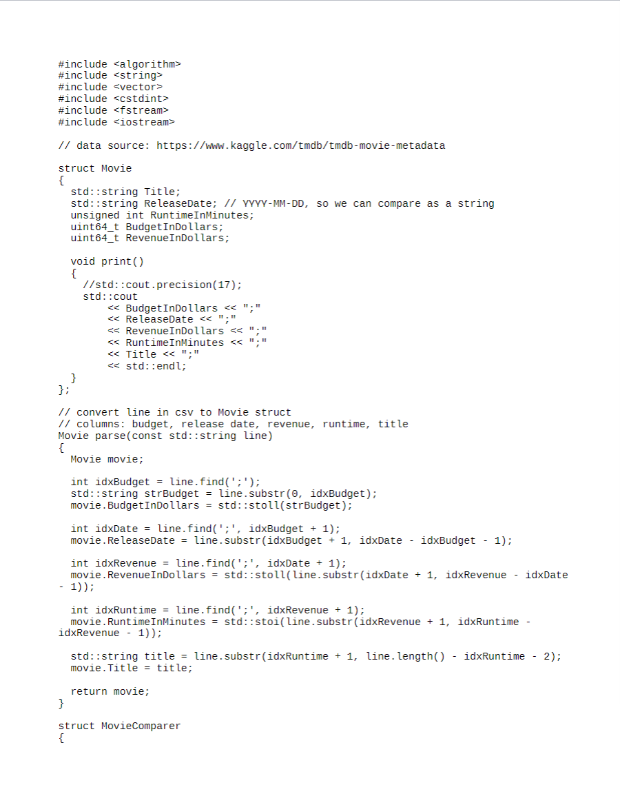 Solved Modify tmdb.cpp so that the program outputs two | Chegg.com
