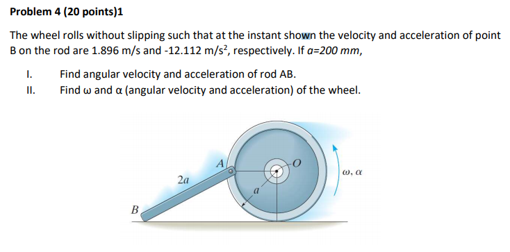 Solved Problem 4 (20 points)1 The wheel rolls without | Chegg.com