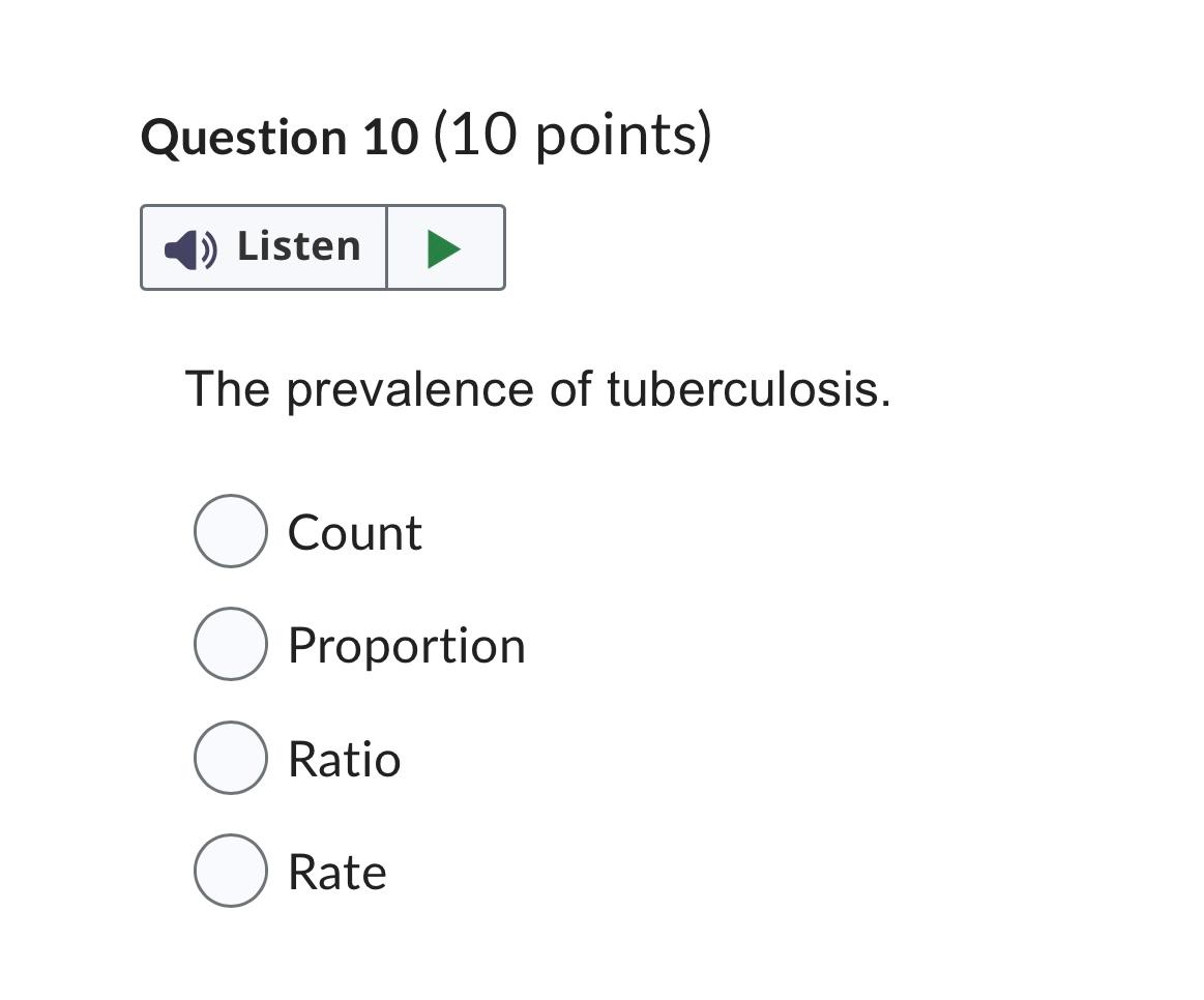 Solved Question 10 (10 points) The prevalence of | Chegg.com