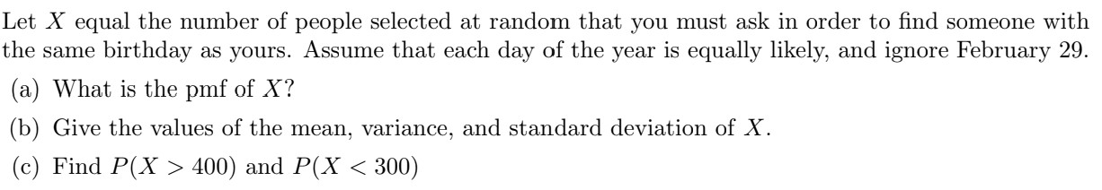 Solved Let X equal the number of people selected at random | Chegg.com