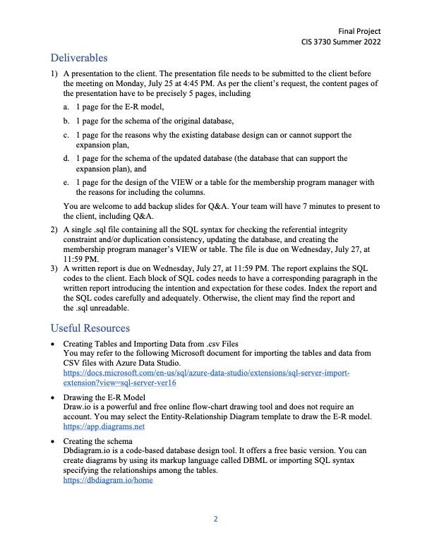 Solved As per the client’s request, the content pages of | Chegg.com