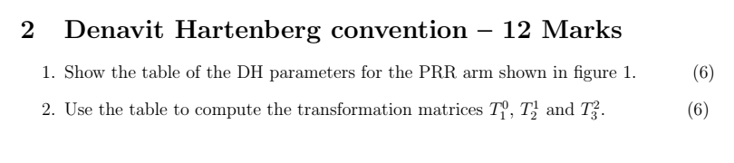 Solved 2 Denavit Hartenberg convention 12 Marks 1. Show the | Chegg.com