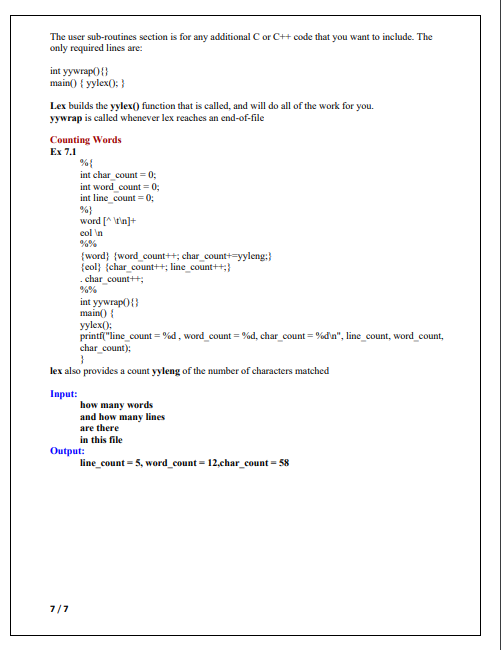 Lexical analyzer using Lex Lexical analyzer: scans | Chegg.com