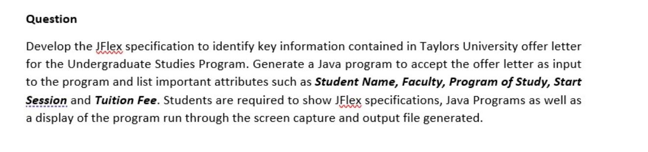 Solved Question Develop the JFlex specification to identify | Chegg.com