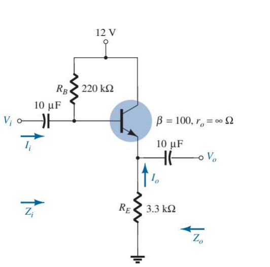 Solved Emitter follower configuration, find the unknows | Chegg.com