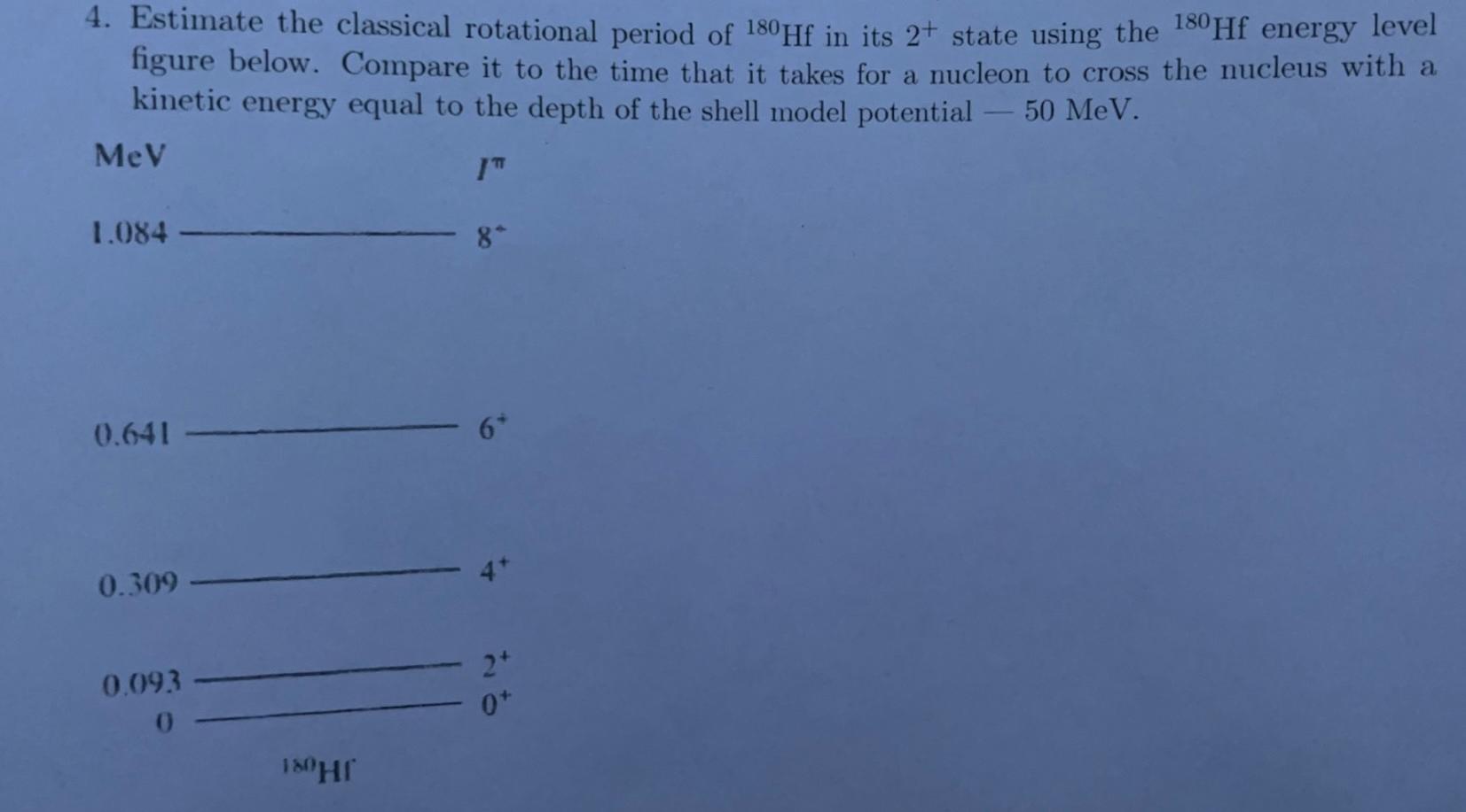 Solved 4. Estimate the classical rotational period of 180Hf | Chegg.com