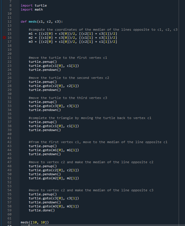 Solved I'm trying to draw a triangle with vertices c1, c2, | Chegg.com