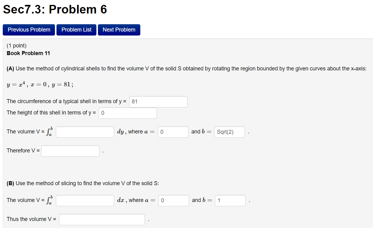 Solved (1 point) Book Problem 11 (A) Use the method of | Chegg.com