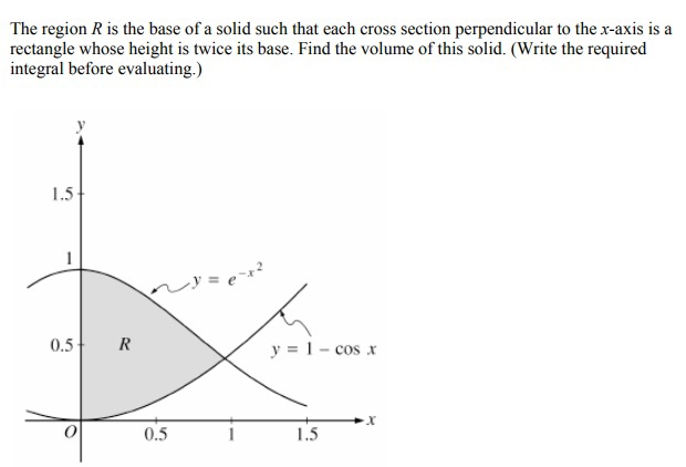 Solved The region R is the base of a solid such that each | Chegg.com