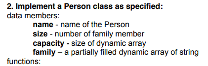 Solved 2. Implement a Person class as specified: data | Chegg.com