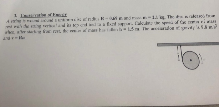 Solved 3. Conservation of Energy A string is wound around a | Chegg.com
