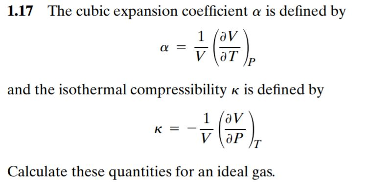 Solved 1.17 The cubic expansion coefficient α is defined by | Chegg.com