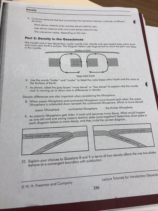 Solved Density 5. Circle the sentence that best summarizes | Chegg.com