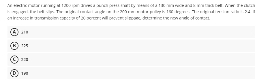 Solved An electric motor running at 1200 rpm drives a punch | Chegg.com