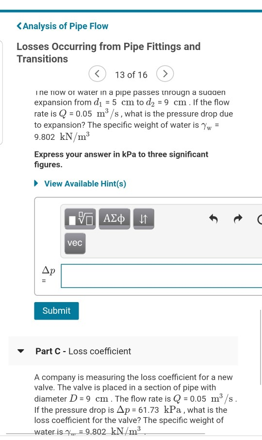 Solved KAnalysis of Pipe Flow Losses Occurring from Pipe | Chegg.com