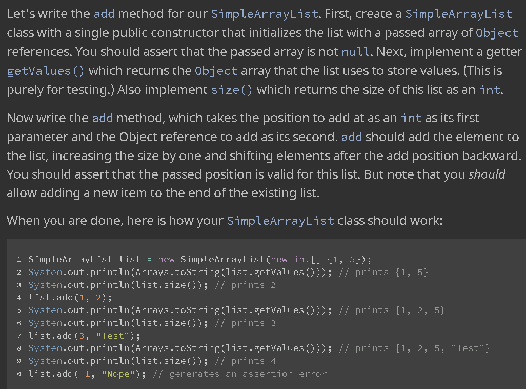 Solved Let's write the add method for our SimpleArrayList. | Chegg.com