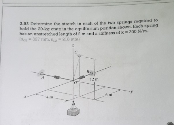Solved 3.53 Determine the stretch in each of the two springs | Chegg.com