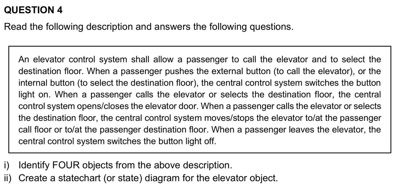 Solved QUESTION 4 Read the following description and answers | Chegg.com