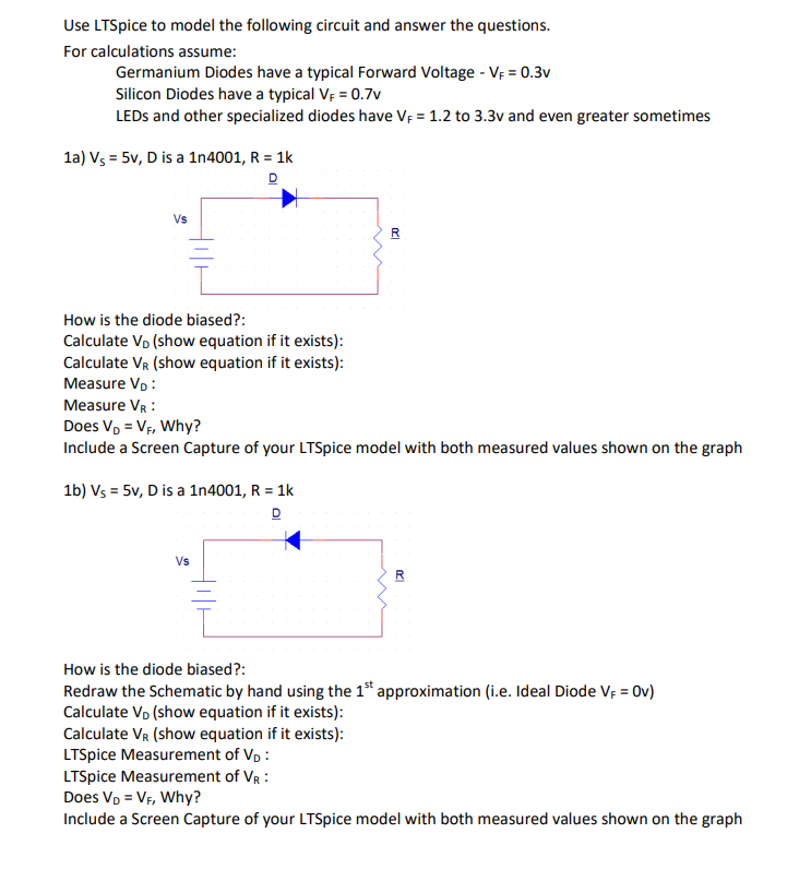 Use LTSpice to model the following circuit and answer | Chegg.com