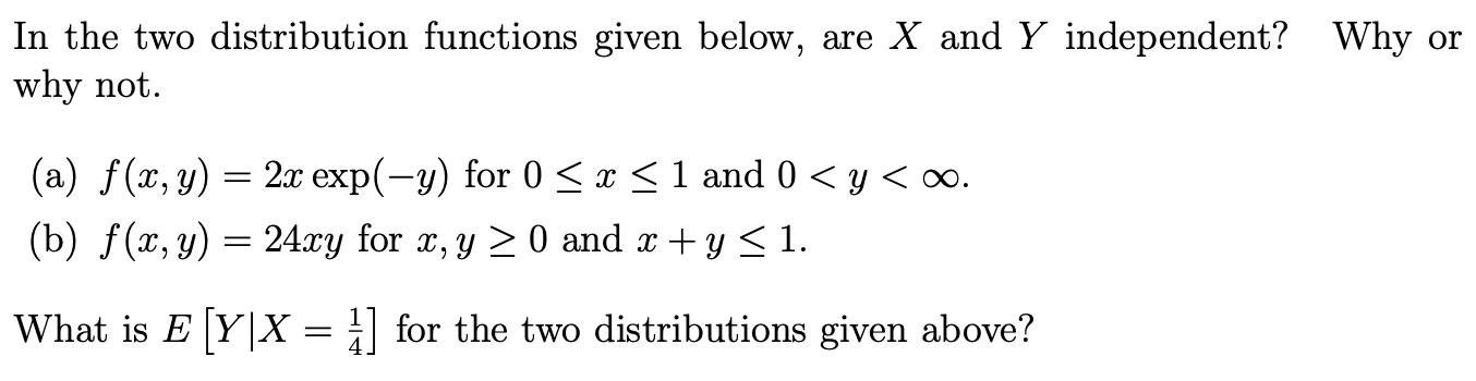 Solved In the two distribution functions given below, are X | Chegg.com