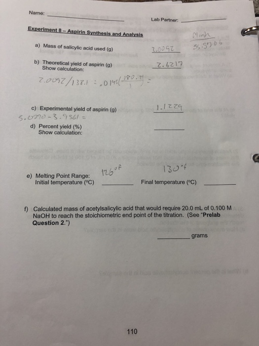Solved 8Alih Synthesis and Analysis Pre Lab Questions: Show | Chegg.com