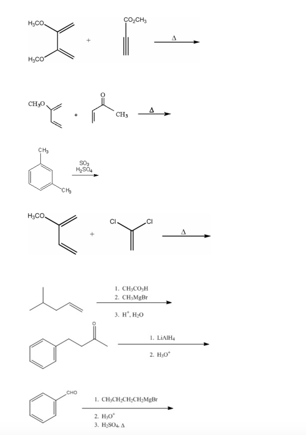 Solved H3CO ÇO2CH3 A H3CO CH30 Δ CH3 CH3 SO3 H2SO4 CHE H3CO. | Chegg.com