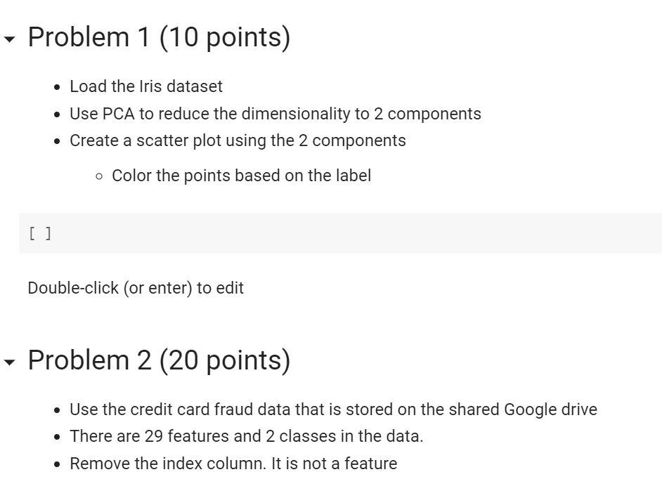 Solved Problem 1 (10 points) - Load the Iris dataset - Use | Chegg.com