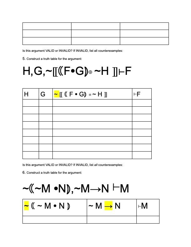 H,G,∼[[((F⋅G)⊕∼H]]⊢F ∼((∼M∙N),∼M→N⊢M | Chegg.com