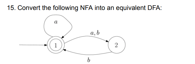 Solved 15. Convert the following NFA into an equivalent DFA: | Chegg.com