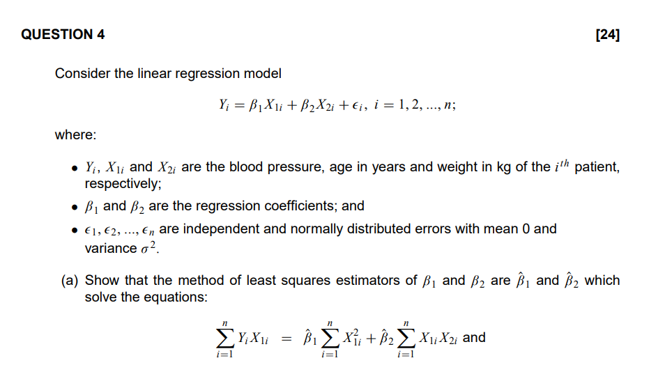 Solved Consider the linear regression model | Chegg.com