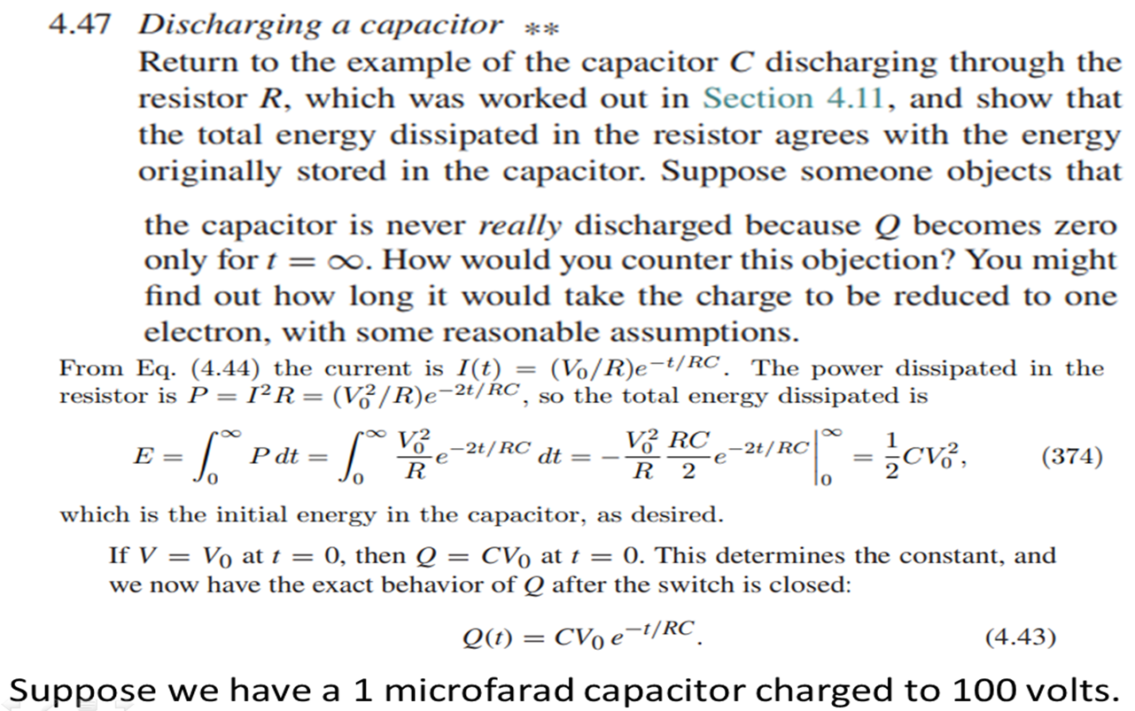 Solved 4.47 Discharging a capacitor ** Return to the example | Chegg.com