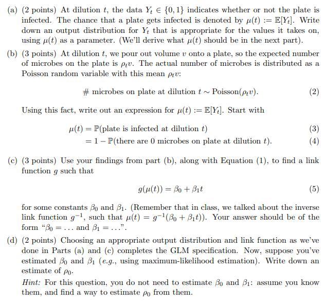 Solved GLM for Dilution Assay 1. In this question, you'll go | Chegg.com