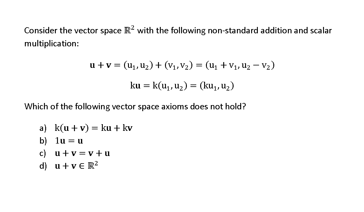 Solved Consider the vector space R2 with the following | Chegg.com