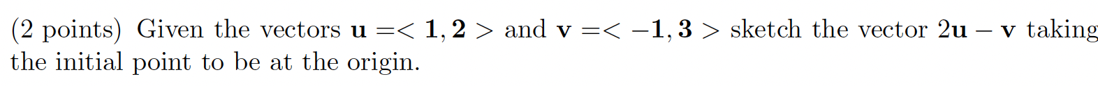Solved (2 points) Given the vectors u= and v= | Chegg.com