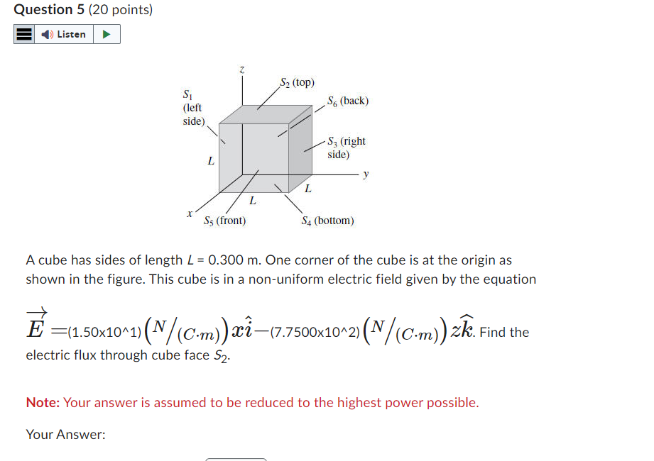 Solved Question 5 (20 ﻿points)A cube has sides of length | Chegg.com