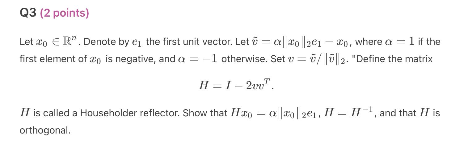 Solved Let x0∈Rn. Denote by e1 the first unit vector. Let | Chegg.com