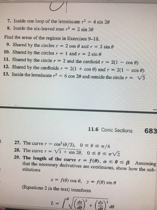 Solved 7. Inside one loop of the lemniscate r2-4 sin 2θ 8. | Chegg.com