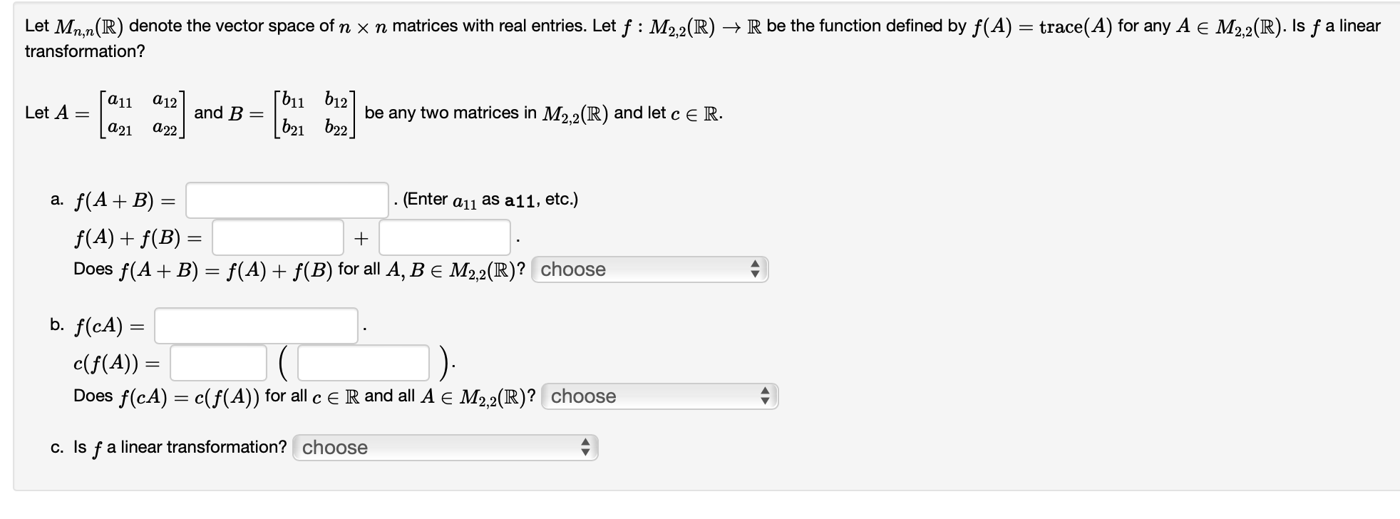 Solved Let Mn,n(R) denote the vector space of n×n matrices | Chegg.com
