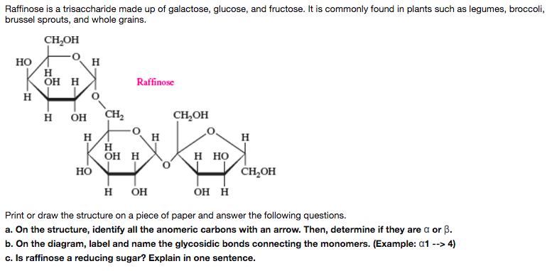 Solved Raffinose is a trisaccharide made up of galactose, | Chegg.com