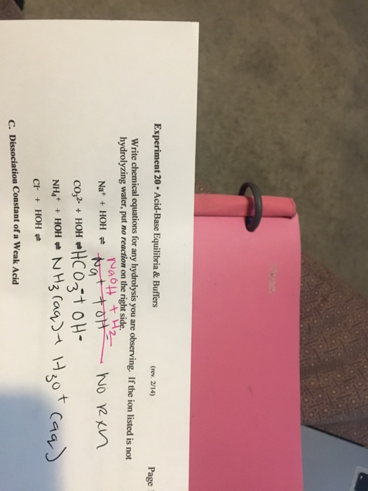 Solved Experiment 20 . Acid-Base Equilibria & Buffers (rev. | Chegg.com