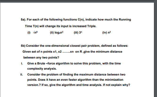 Solved 5a). For each of the following functions C(n), | Chegg.com