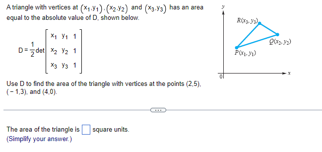 Solved A triangle with vertices at (x1,y1),(x2,y2) and | Chegg.com