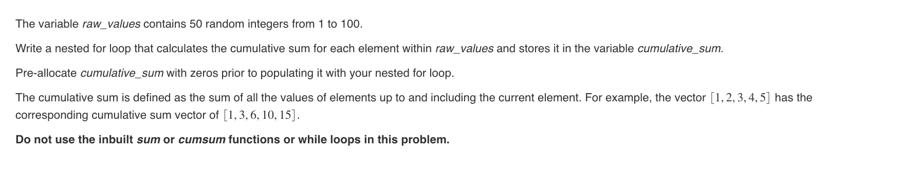 Solved The variable raw_values contains 50 random integers | Chegg.com